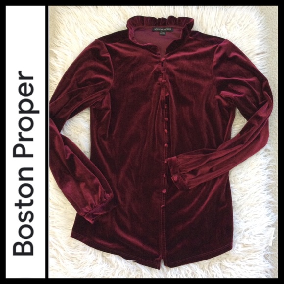 Boston Proper | Tops | Boston Proper High Neck Crushed Velvet Top ...